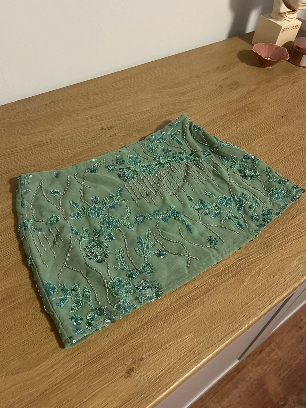 Peppermayo | Skirts | Peppermayo Mint Green Beaded Mini Skirt | Poshmark